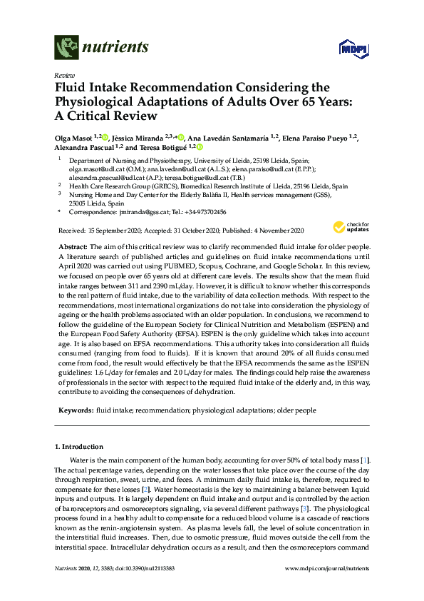 (PDF) Fluid Intake Recommendation Considering the Physiological ...
