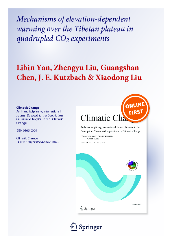 (PDF) Mechanisms of elevation-dependent warming over the Tibetan ...