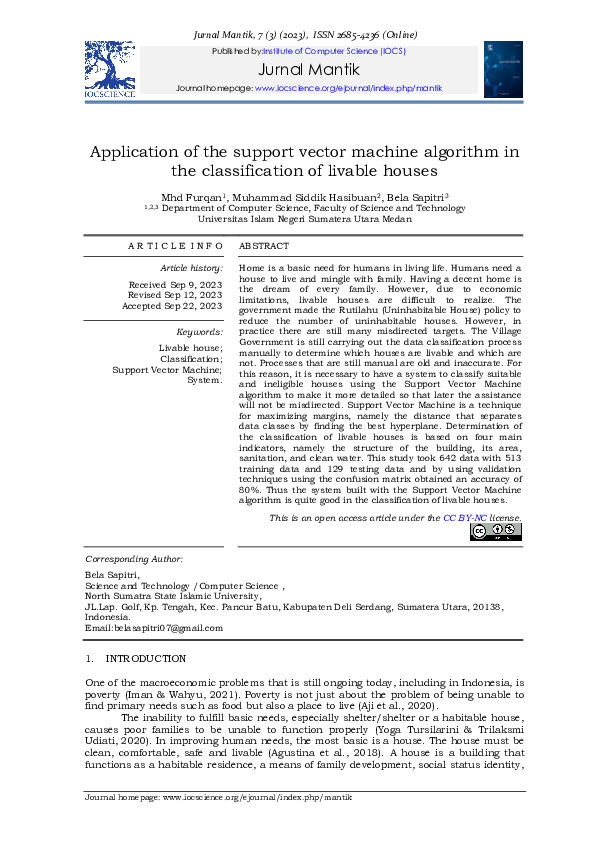 (PDF) Application of the support vector machine algorithm in the ...