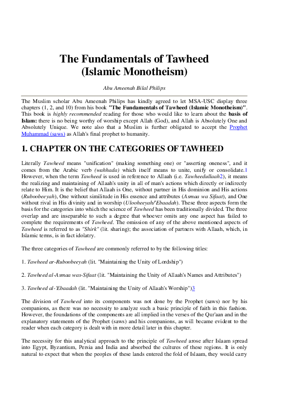 (PDF) The Fundamentals of Tawheed