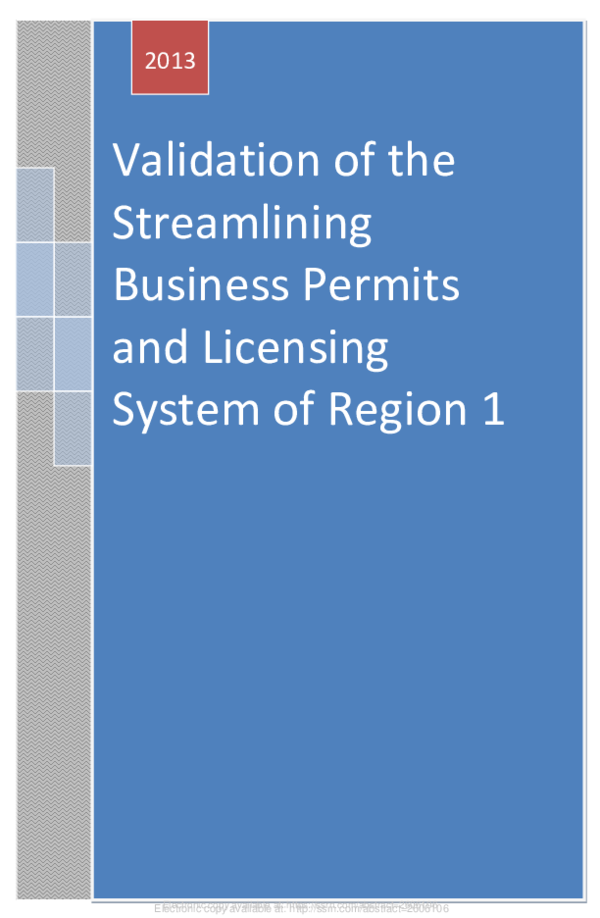 (PDF) Validation of the Streamlining Business Permits and Licensing System of Region 1 2013