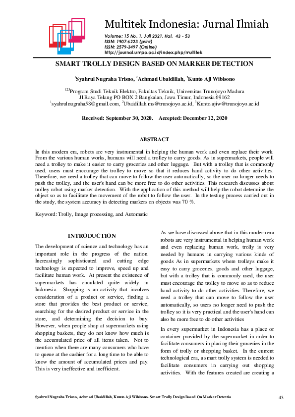 (PDF) Smart Trolly Design Based on Marker Detection