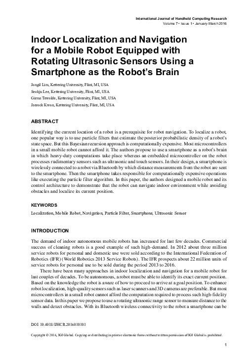 (PDF) Indoor Localization and Navigation for a Mobile Robot Equipped with Rotating Ultrasonic ...