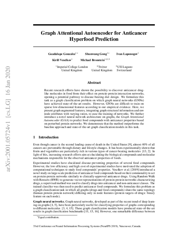 (PDF) Graph Attentional Autoencoder for Anticancer Hyperfood Prediction