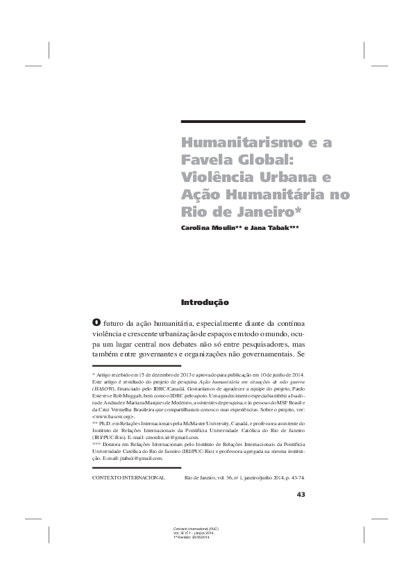 (PDF) Humanitarismo e a