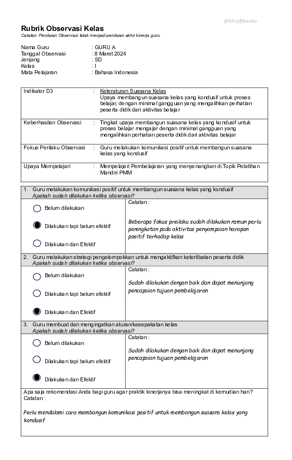 (PDF) Rubrik observasi