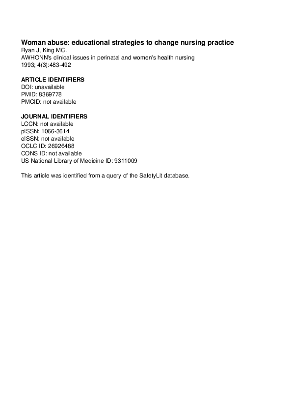 (PDF) Woman abuse: educational strategies to change nursing practice