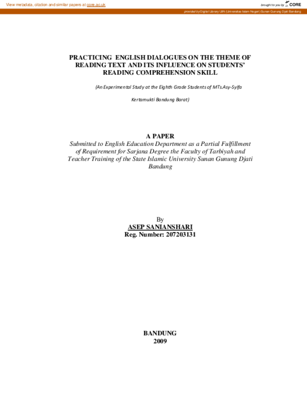 (PDF) Practicing English dialogues on the theme of reading text and its ...