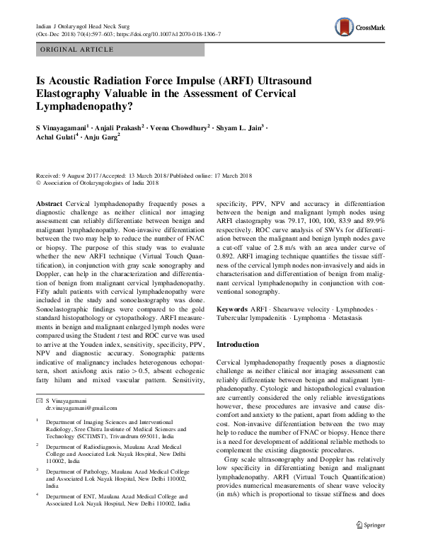 (PDF) Is Acoustic Radiation Force Impulse (ARFI) Ultrasound Elastography Valuable in the ...