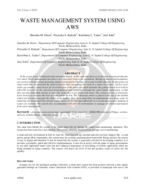 (PDF) Waste Management System Using Aws