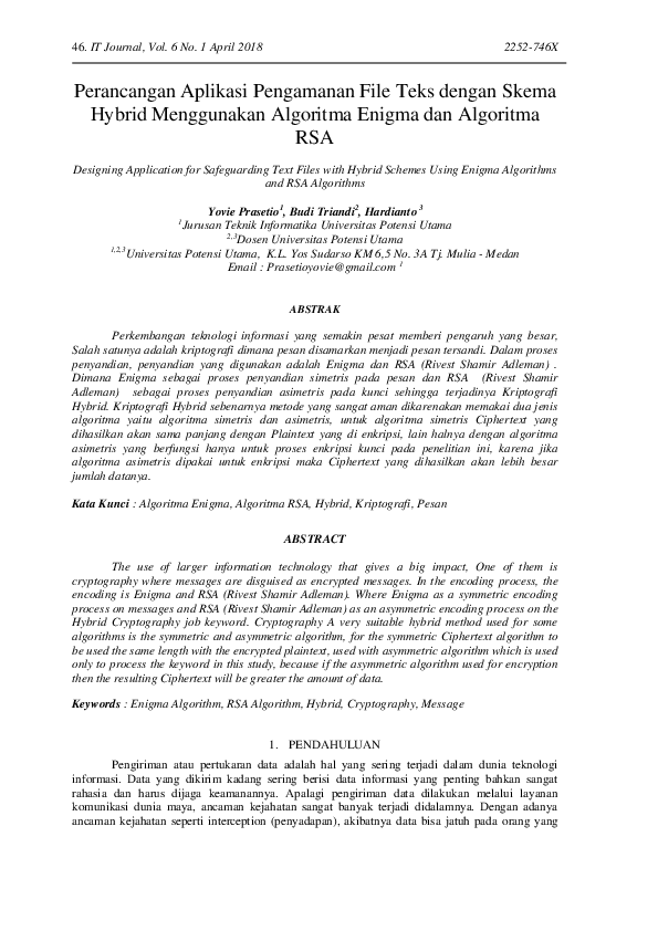 (PDF) Perancangan Aplikasi Pengamanan File Teks dengan Skema Hybrid ...