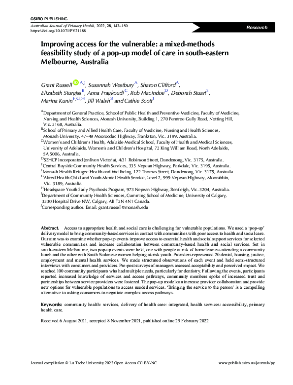 (PDF) Improving access for the vulnerable: a mixed-methods feasibility ...