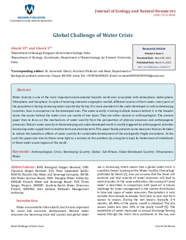 (PDF) Global Challenge of Water Crisis