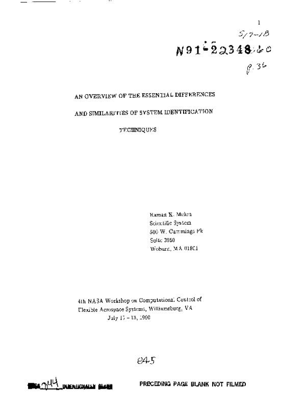 (PDF) An overview of the essential differences and similarities of system identification techniques