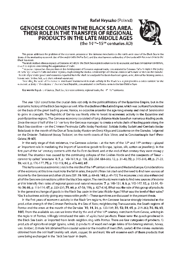 (PDF) Genoese colonies in the Black Sea region : their role in the ...