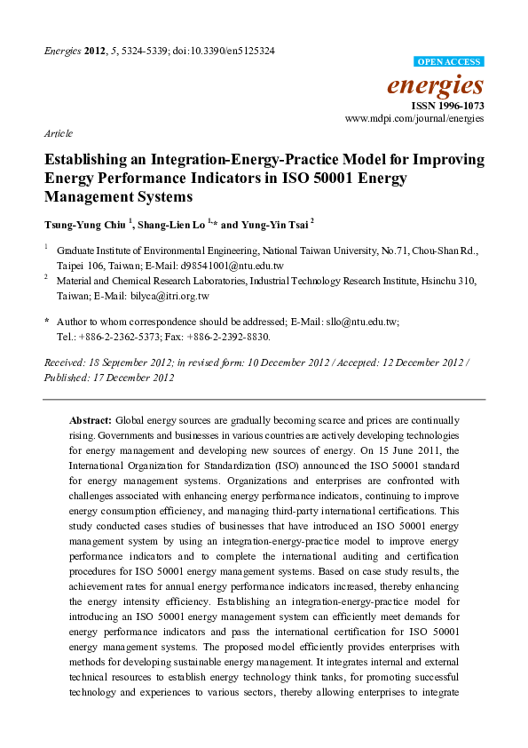 (PDF) Establishing an Integration-Energy-Practice Model for Improving Energy Performance ...