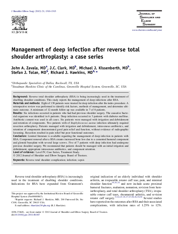 (PDF) Management of deep infection after reverse total shoulder ...