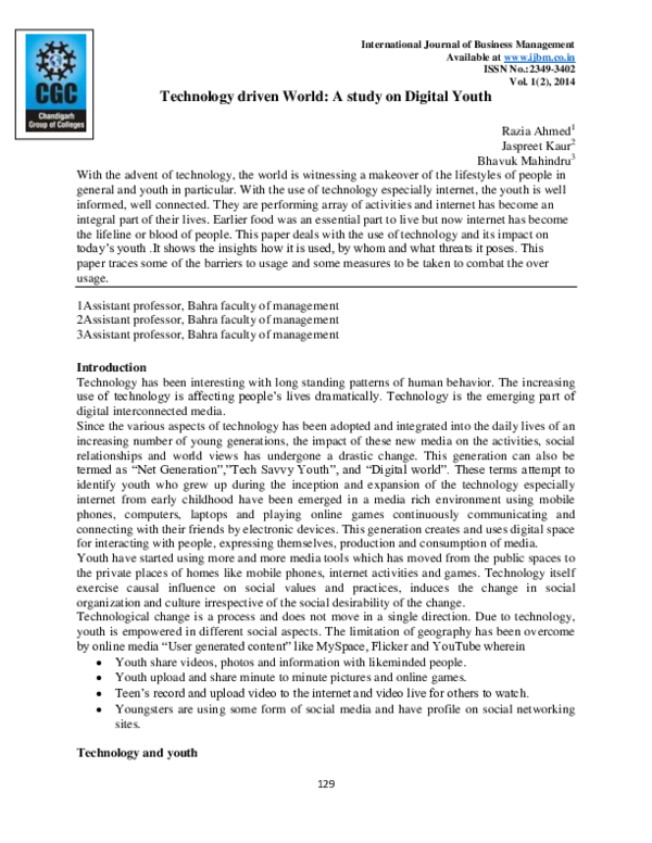 (PDF) Technology driven World: A study on Digital Youth