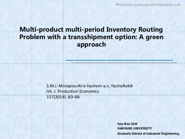 (PDF) Multi-product multi-period Inventory Routing Problem with a transshipment option: A green ...