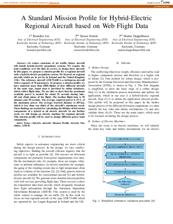 (PDF) A Standard Mission Profile for Hybrid-Electric Regional Aircraft ...