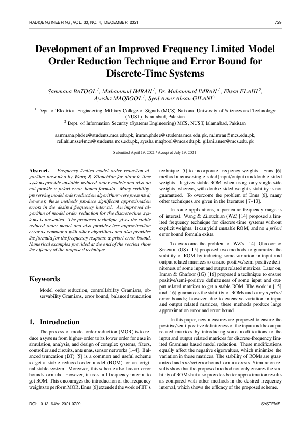 (PDF) Development of an Improved Frequency Limited Model Order ...