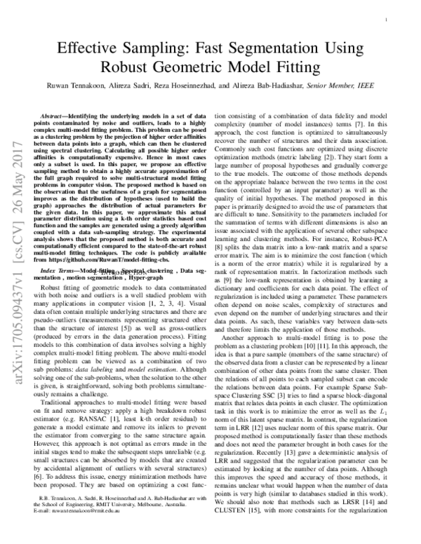 (PDF) Effective Sampling: Fast Segmentation Using Robust Geometric Model Fitting | Alireza Bab ...