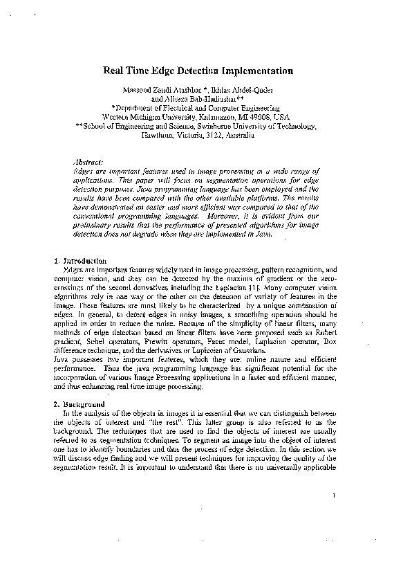 (PDF) Real time edge detection implementation (PDF) Real time edge detection implementation