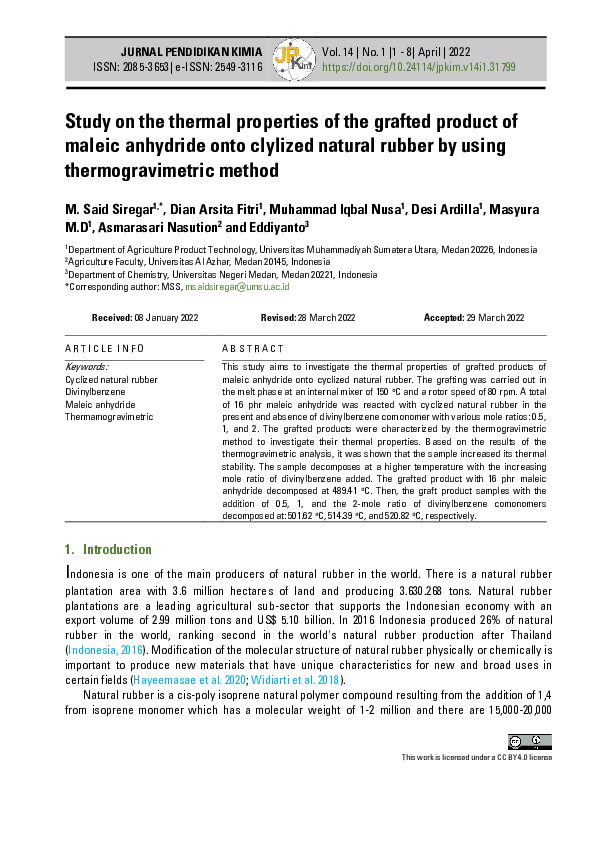 (PDF) Study on the thermal properties of the grafted product of maleic ...