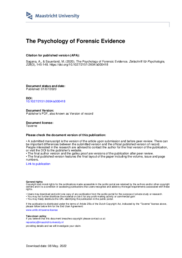 (PDF) The Psychology of Forensic Evidence
