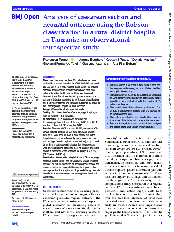 (PDF) Analysis of caesareansection and neonatal outcome using the ...