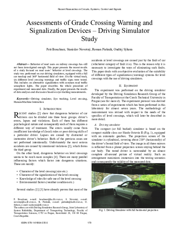 (PDF) Assessments of grade crossing warning and signalization devices ... (PDF) Assessments of grade crossing warning and signalization devices ...