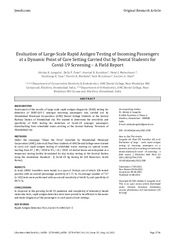 (PDF) Evaluation of Large-Scale Rapid Antigen Testing of Incoming ...