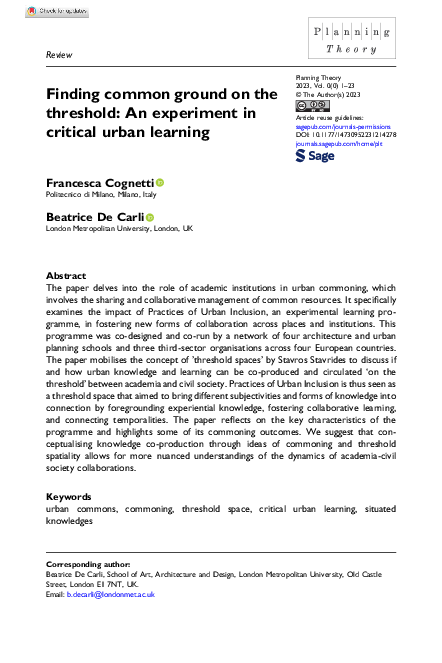 (PDF) Finding common ground on the threshold: An experiment in critical ...