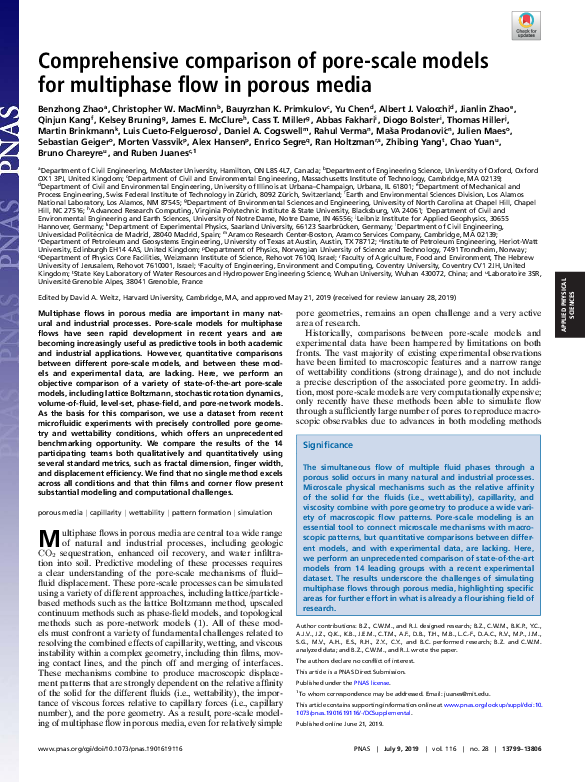 (PDF) Comprehensive comparison of pore-scale models for multiphase flow in porous media