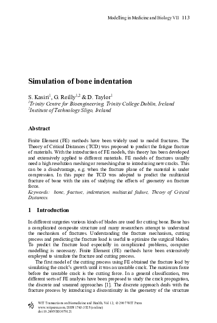 (PDF) Simulation of bone indentation