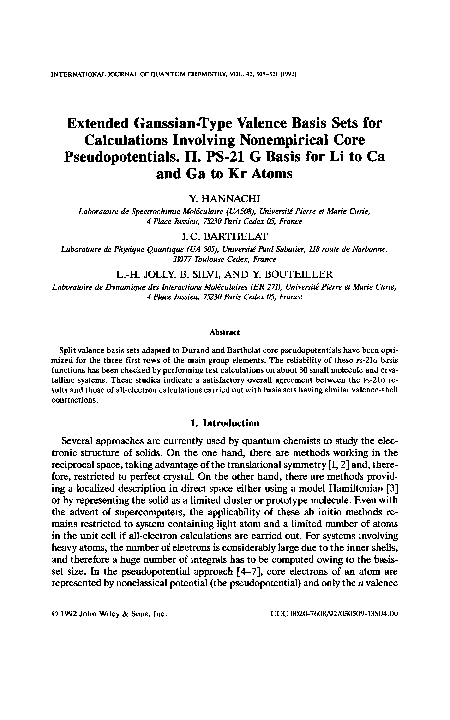 (PDF) Extended Gaussian‐type valence basis sets for calculations ...