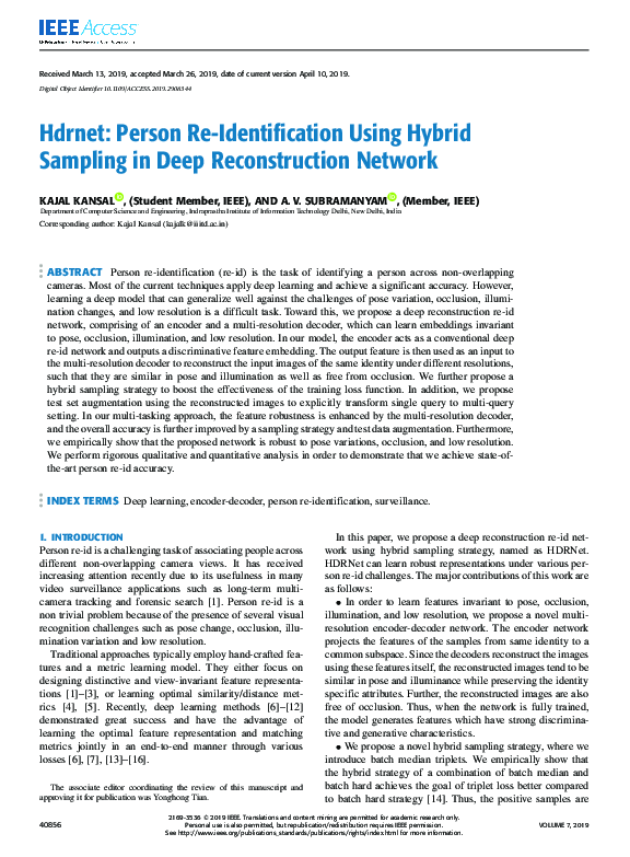 (PDF) Hdrnet: Person Re-Identification Using Hybrid Sampling in Deep Reconstruction Network
