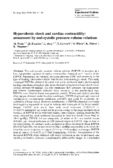 (PDF) Hypovolemic shock and cardiac contractility: assessment by end ...