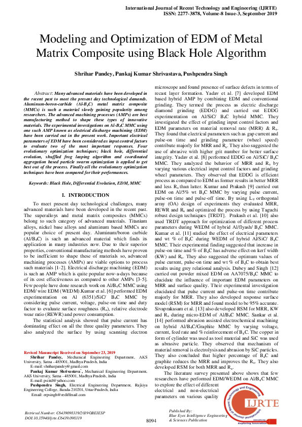 (PDF) Modeling and Optimization of EDM of Metal Matrix Composite using Black Hole Algorithm