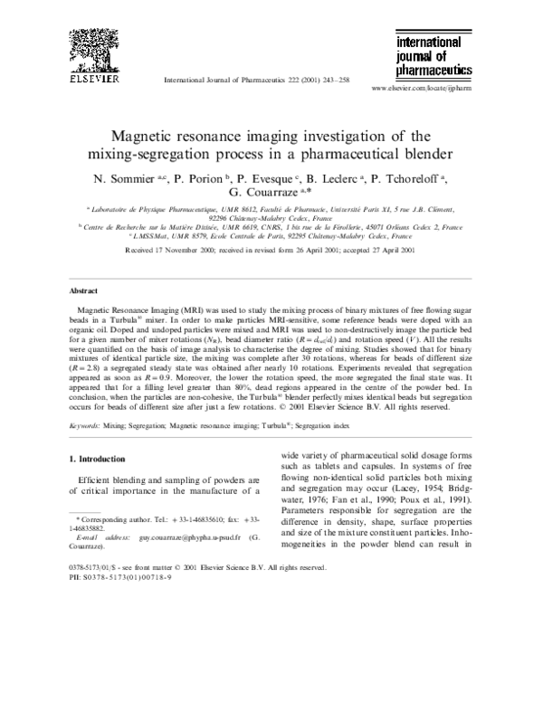 (PDF) Magnetic resonance imaging investigation of the mixing ...