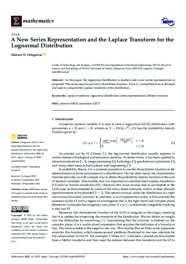 (PDF) A New Series Representation and the Laplace Transform for the ...