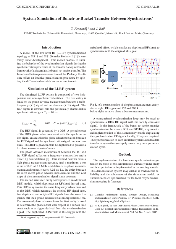 (PDF) System simulation of Bunch-to-Bucket Transfer between synchrotrons