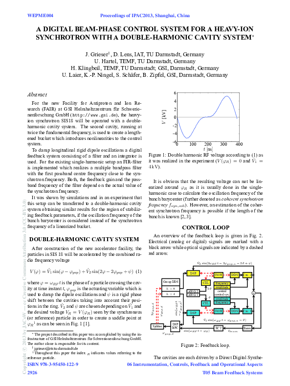 (PDF) A Digital Beam-Phase Control System for a Heavy-Ion Synchrotron With a Dual-Harmonic ...