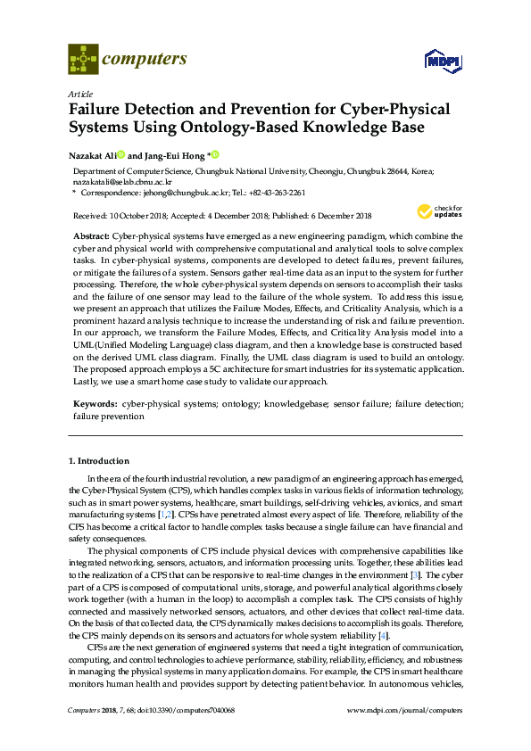 (PDF) Failure Detection and Prevention for Cyber-Physical Systems Using Ontology-Based Knowledge ...