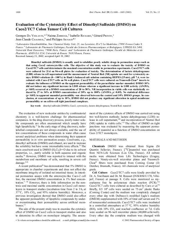 (PDF) Evaluation of the Cytotoxicity Effect of Dimethyl Sulfoxide (DMSO ...