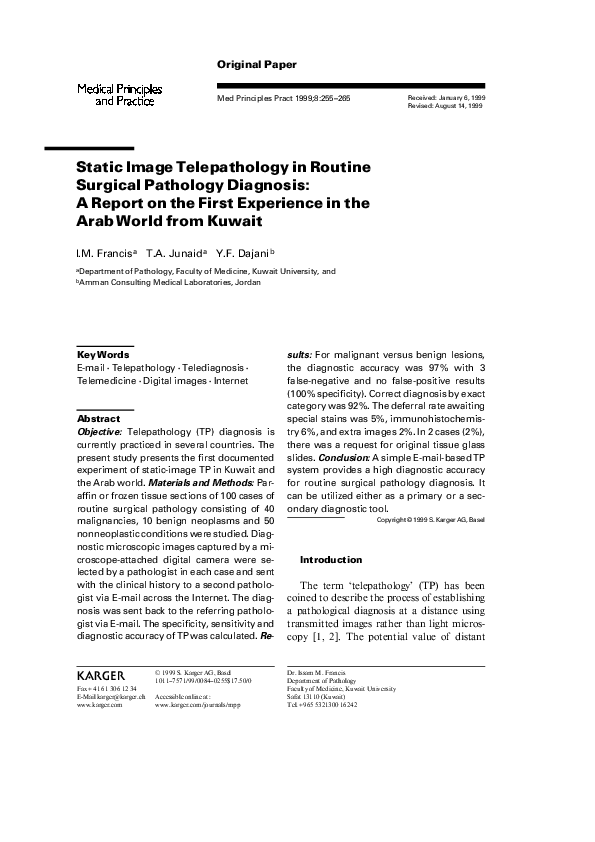 (PDF) Static Image Telepathology in Routine Surgical Pathology ...