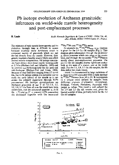 (PDF) Pb Isotope Evolution of Archaean Granitoids: Inferences on World ...