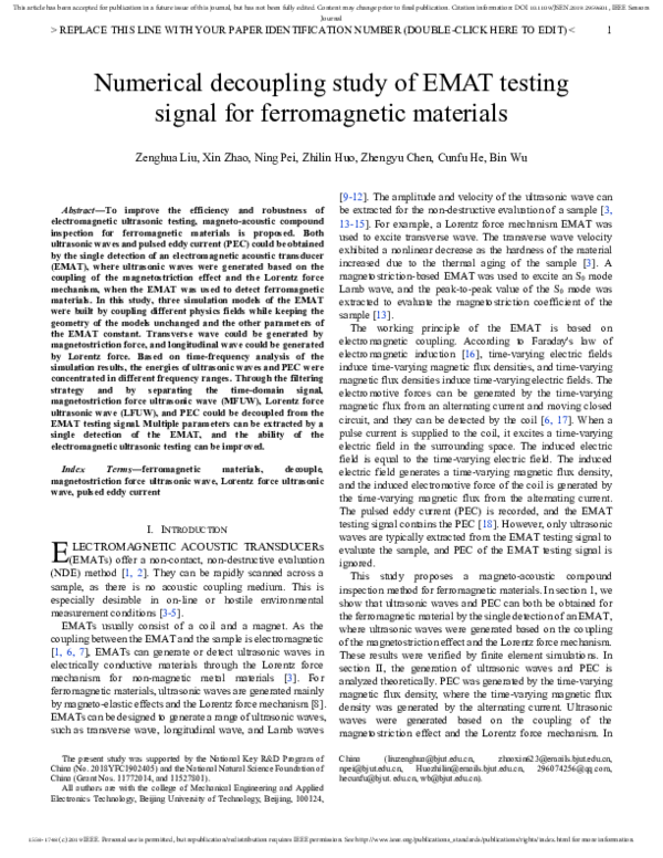 (PDF) Numerical Decoupling Study of EMAT Testing Signal for ...