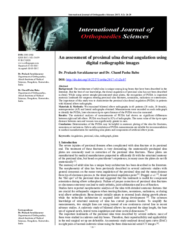 (PDF) An assessment of proximal ulna dorsal angulation using digital ...