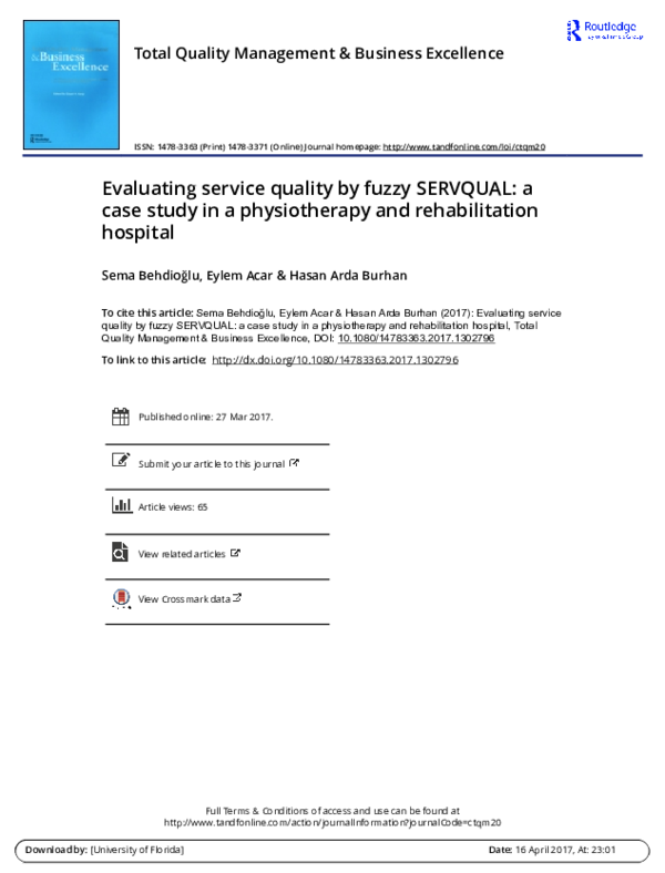(PDF) Evaluating service quality by fuzzy SERVQUAL: a case study in a physiotherapy and ...